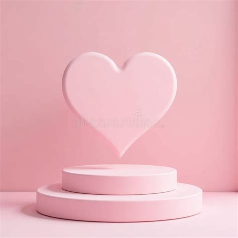 Pink Round Stand Product Podium Valentine 3d Background Heart Shape