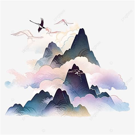 Hand Drawn Landscape Watercolor Wild Goose Elements Watercolor