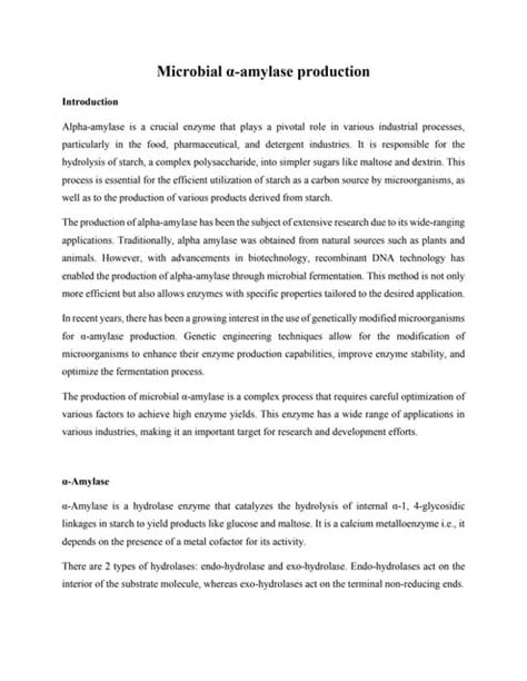 Production Of Enzymes Pptx Chemistry Science