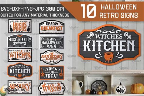 3d Halloween Retro Signs Bundle Vintage Layered Sign Laser Cut Happy