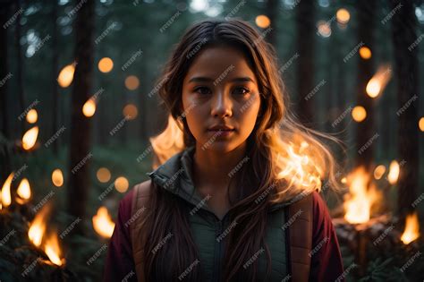 Premium Photo Cute Girl With Fire Power