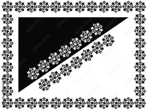 Rectangle Flower Border Design Isolated On Black And White Background Vector Illustration