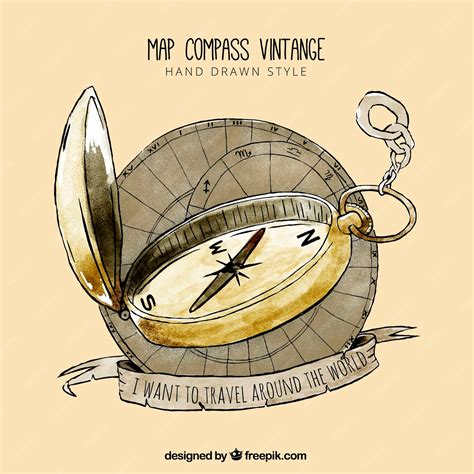 Premium Vector Hand Drawn Map Compass With Quote