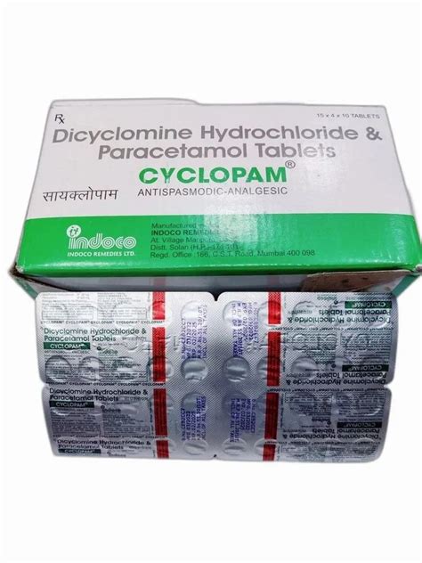 100mg Cyclopam Dicyclomine Paracetamol Tablets At ₹ 63strip