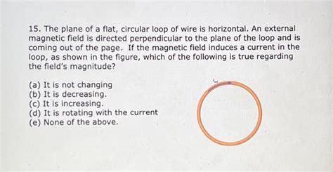 solved 15 the plane of a flat circular loop of wire is