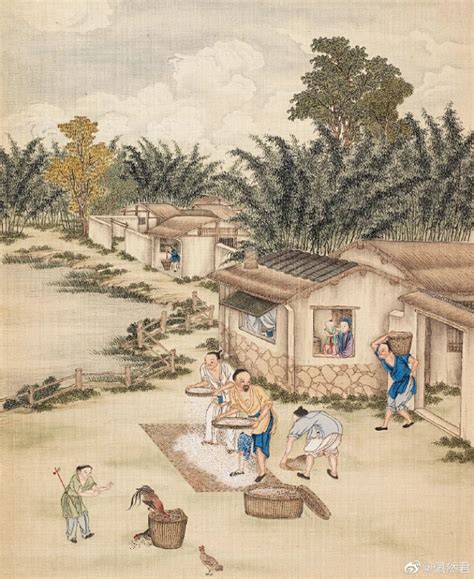 书法绘画 清耕织图册 耕织图题材始于南宋，描写性别分工的古代农业社会，男耕女织各司其职。遇见艺术书画 花瓣网