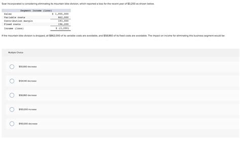 Solved Multiple Choice 55660 Decrease 134140 Decrease