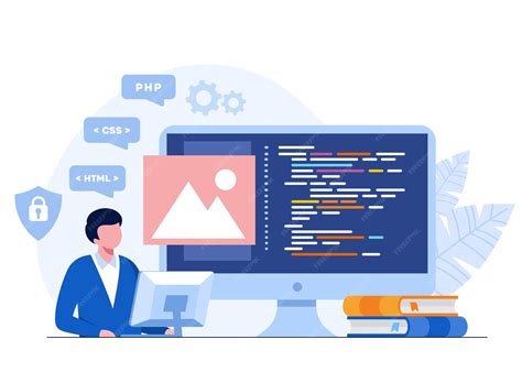 Linguagens De Programação De Desenvolvimento Web Css Html It Ui Programador Personagem De