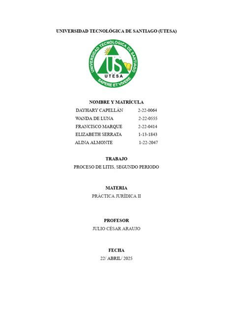 Proceso De Litis Final 2p Pdf República Dominicana Divorcio