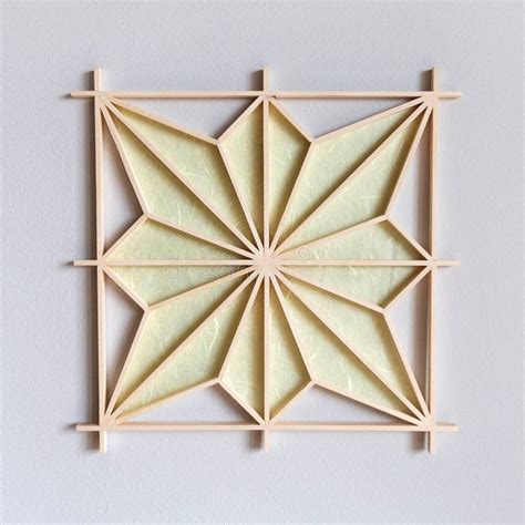 Traditional Wooden Kumiko Pattern Asa No Ha Hemp Leaf Stock Image