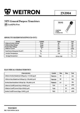 2n3904 Pdf Datasheet And Replacements Transistor Equivalent Finder