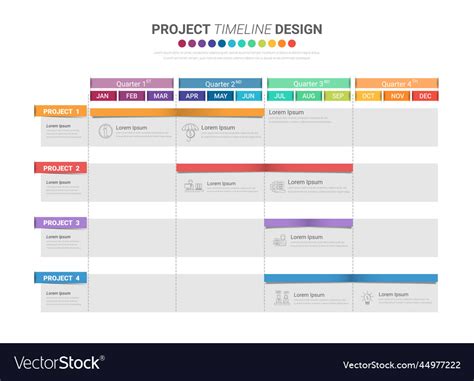Project Time Plan Business Template With 4 Vector Image