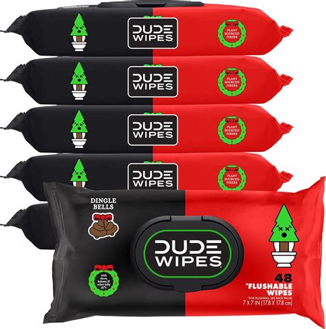 Dude Wipes Flushable Wipes For Adults 6 Pack 288 Count Dingle Bells Extra