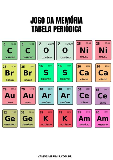 Planilha Para Colorir Tabela Periodica Folhas De Trabalho De Padrões
