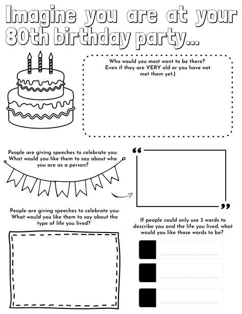 80th Birthday Party Act Therapy Worksheet For Teens And Adults Pdf Etsy Teen Therapy