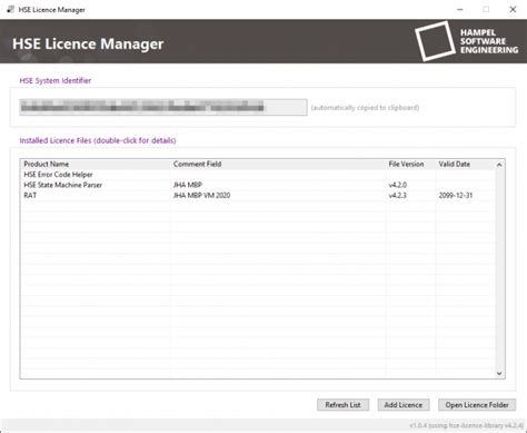 Hse Licence Manager [hampel Software Engineering]
