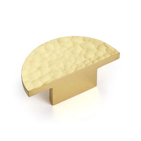 5 Pack Solid Brass Cabinet Knobs Semicircle Gold Drawer Knobs Hammered Dresse