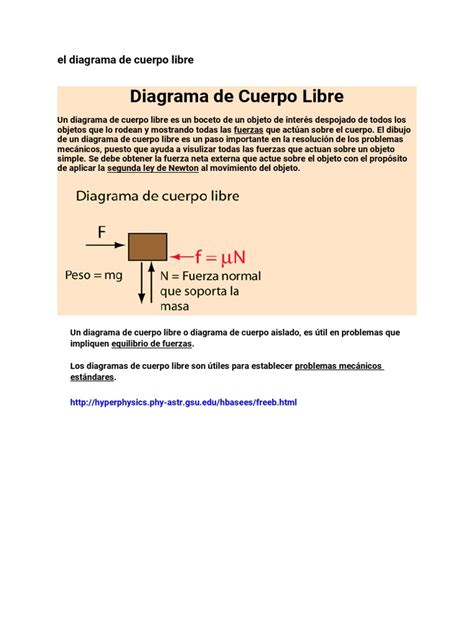 El Diagrama De Cuerpo Libre Pdf Fuerza Las Leyes Del Movimiento