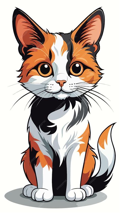 A Calico Cat Cartoon Drawing Artwork Vector Premium Ai Generated Vector