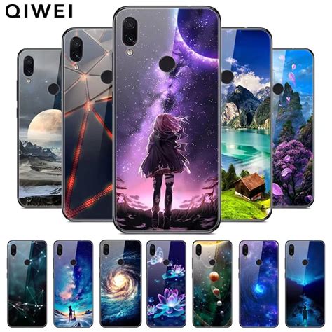For Xiaomi Redmi Note 7 Case Tempered Glass Hard Back Cover For Xiomi