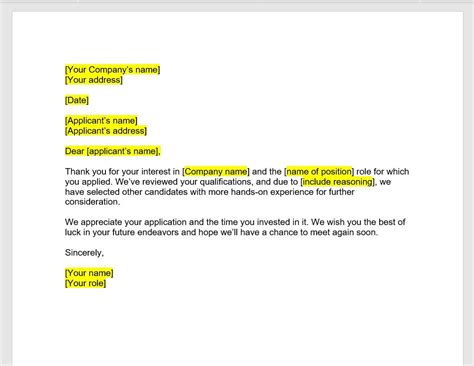 Interview Rejection Letter Template Interview Rejection Letter Interview Rejection Template