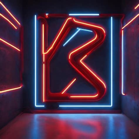 Premium Photo Abstact Red Neon Sign With A Blue Neon Tube