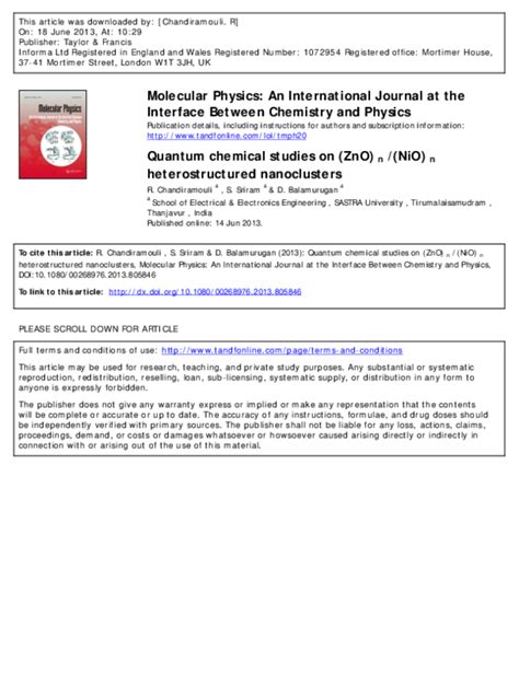 Pdf Molecular Physics An International Journal At The Interface