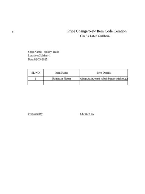 New Item Code Ceration Formate For Smoky Trails Pdf