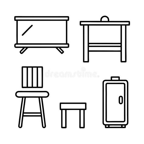 Classroom Furniture Icons For School Design Stock Vector Illustration