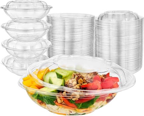 Stock Your Home 18oz Clear Plastic Salad Bowls With Lids