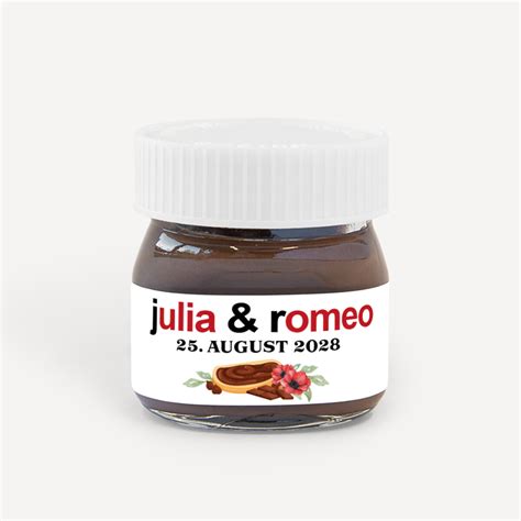 Gastgeschenk Hochzeit Mini Nutella Glas Personalisiert