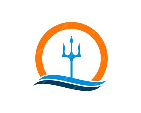 Premium Vector Abstract Trident And Waves In The Orange Circle