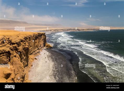 View To Cliffs Desert And The Pacific Ocean In Paracas National Park