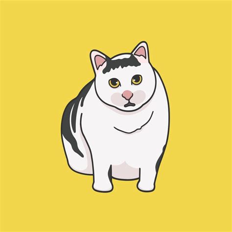 Chubby Cat Meme Sticker Cute Illustration 50465540 Vector Art At Vecteezy