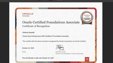 Oraclecertified Cloudcomputing Ai Continuouslearning Certification