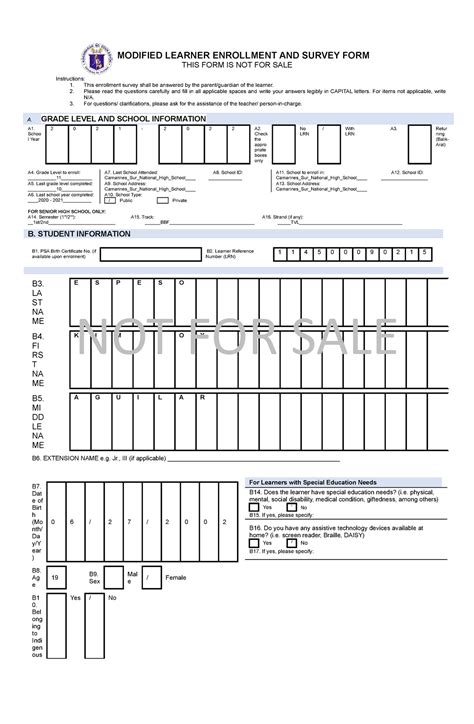 Final Modified Learner Enrollment And Survey Form English Modified