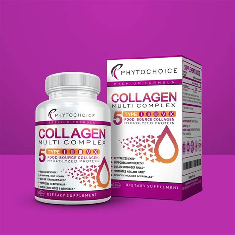 Multi Collagen Complex 5 Types In 1 Collagen Supplement 90 Capsules Phytochoice
