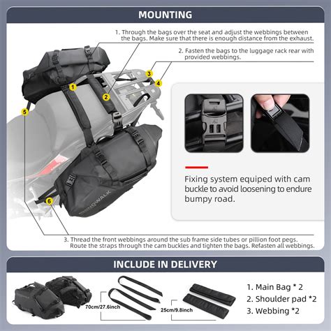 Rhinowalk Motorcycle Saddlebags 48l 24l2 Waterproof