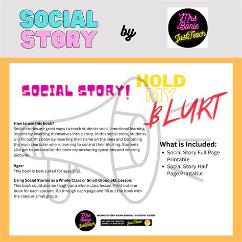 Social Story Hold My Blurt Interactive Book For Blurters Sel Classful