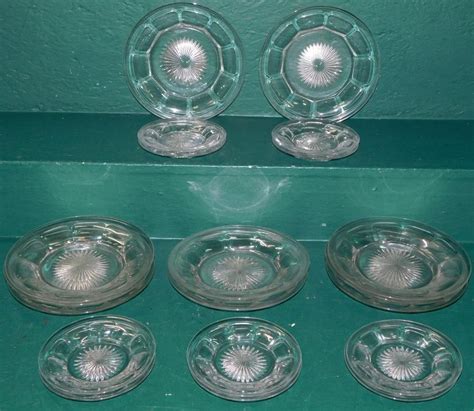 10 Heisey Glass Puritan Dinner Plates And 10 Heisey Glass Puritan