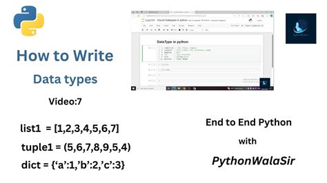 V9 How To Write Datatypes In Python Data Structure Youtube