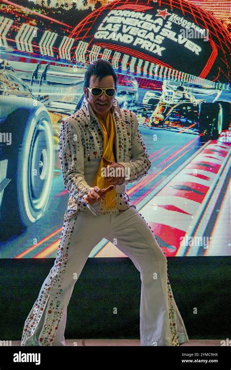 Las Vegas United States 20 Nov 2024 Las Vegas Grand Prix Elvis Presely Impersonator During