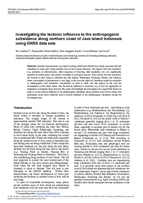 Pdf Investigating The Tectonic Influence To The Anthropogenic Subsidence Along Northern Coast