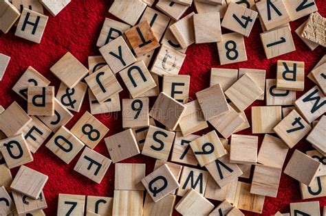 Black Letters Placed On Wood Small Pieces Of Alphabet Stock Image