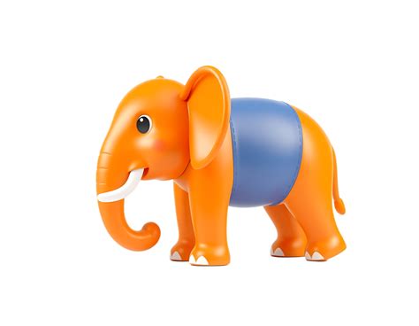 Cute 3d Cartoon Orange Elephant With Blue Band 59940382 Png