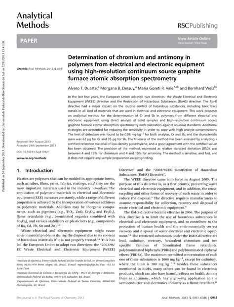 Pdf Determination Of Chromium And Antimony In Polymers From