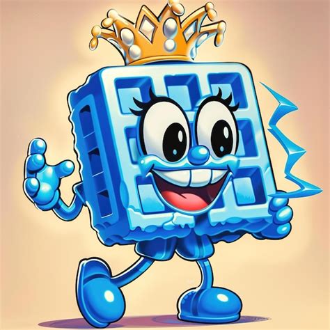 Premium Photo A Cartoon Drawing Of A Blue Cube With A Crown On It
