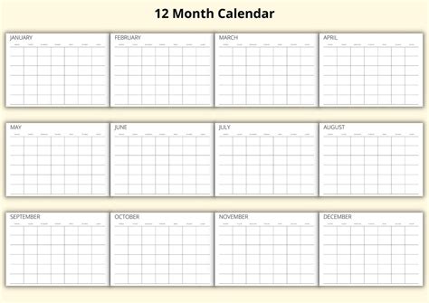 Get Organized With Our Printable Blank 12 Month Calendar Template