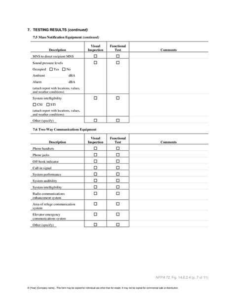 Fire Alarm Emergency Communication System Inspection And Testing Form In Word And Pdf Formats