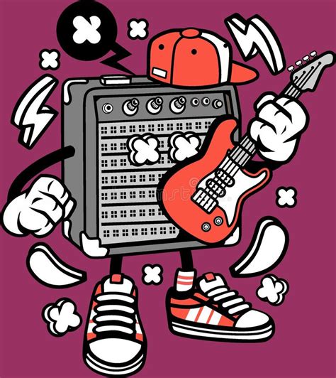 Guitar Music Mascots Logo Illustration Download Stock Vector